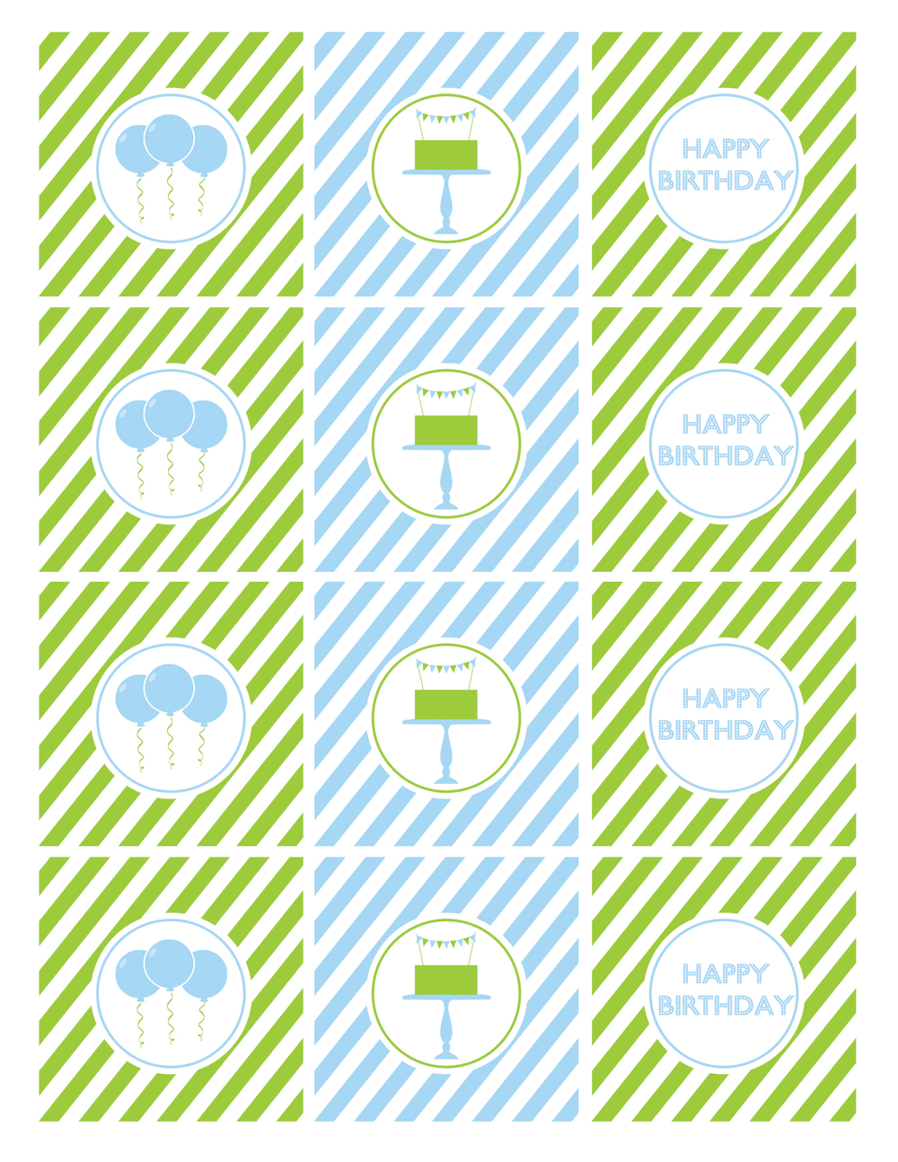 FREE Blue and Green (Boy) Birthday Printables from Green Apple Paperie ...