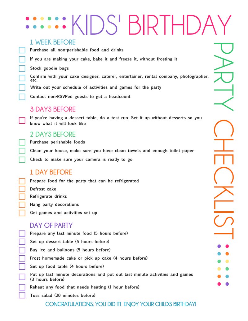 FREE Printable Kids Party Planning Checklist Catch My Party