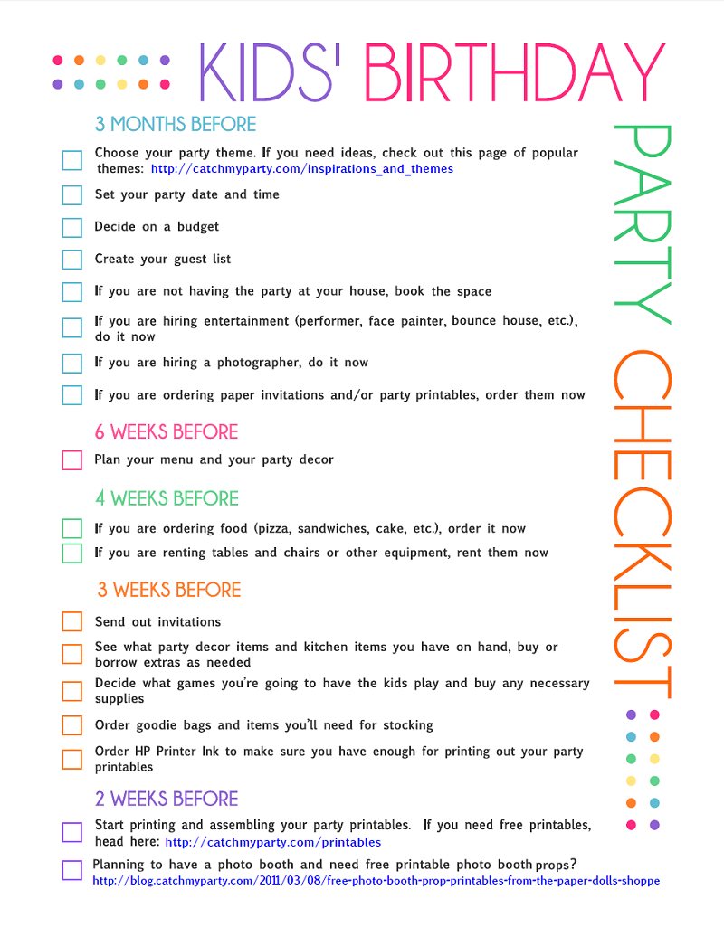 FREE Printable Kids Party Planning Checklist Catch My Party
