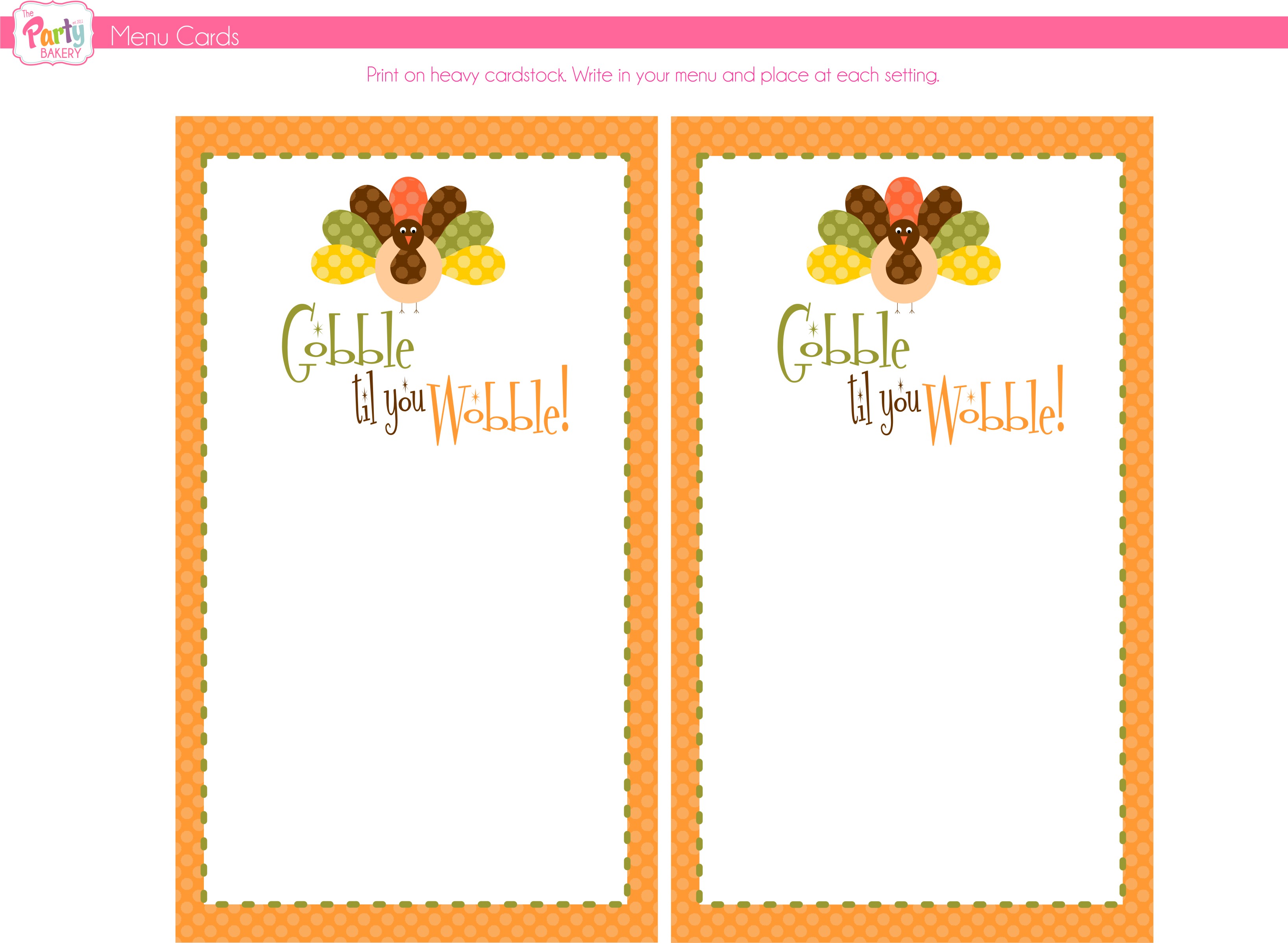 FREE Thanksgiving Printables From The Party Bakery Catch My Party