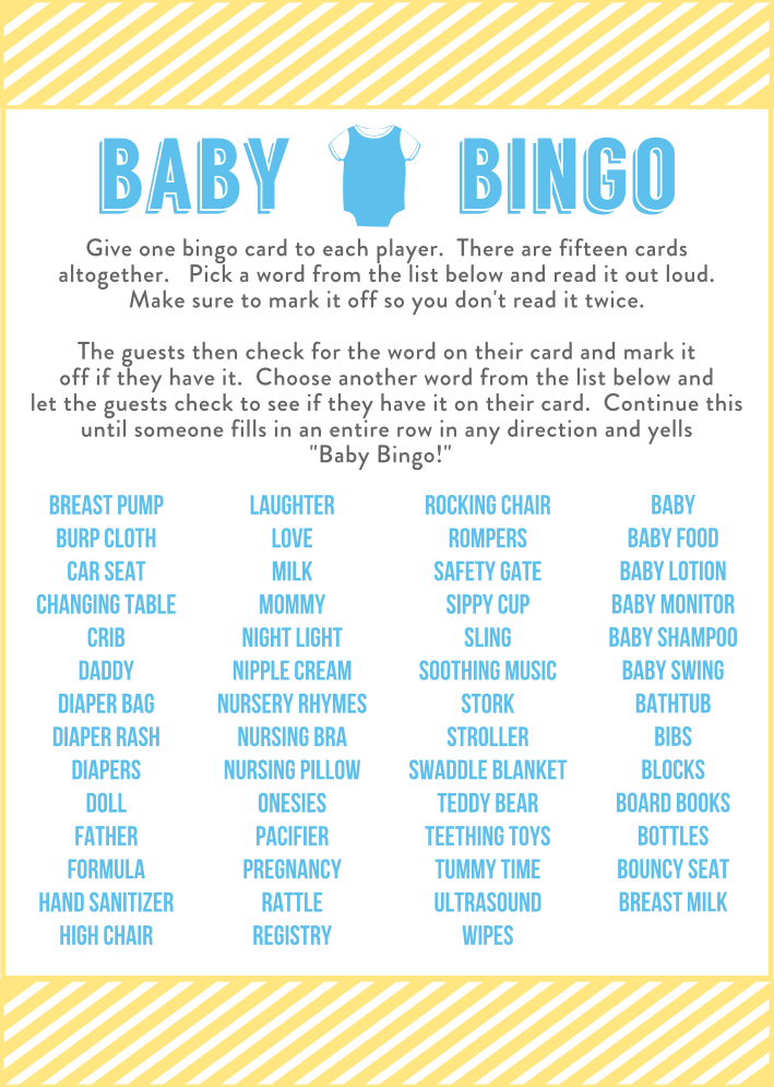 Free Baby Shower Bingo Printable Printable World Holiday Free Baby Shower Bingo Printable Printable World Holiday