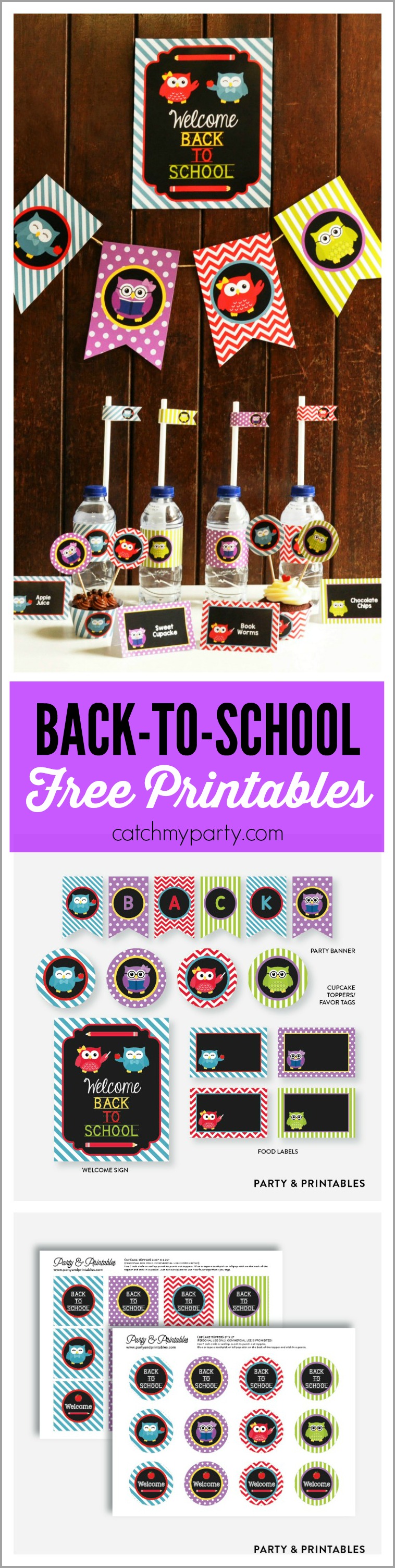 Free Back-To-School Owl Printables - The Catch My Party Blog The Catch ...