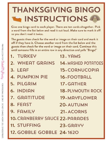 FREE Printable Thanksgiving Bingo Cards for Kids & Adults
